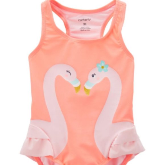 Carter's | Swim | New Carters Neon Orange Flamingo Bathing Suit | Poshmark